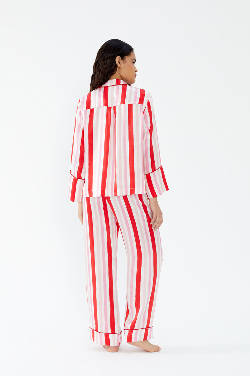 Dietrich Candy Stripe Silk Pyjama Set | Hesper Fox