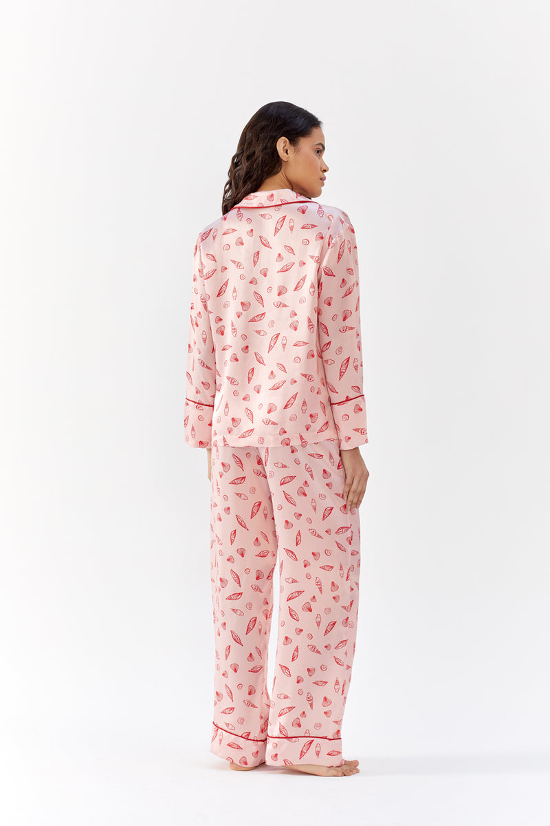 Evie Red Shell Silk Pyjama Set | Hesper Fox